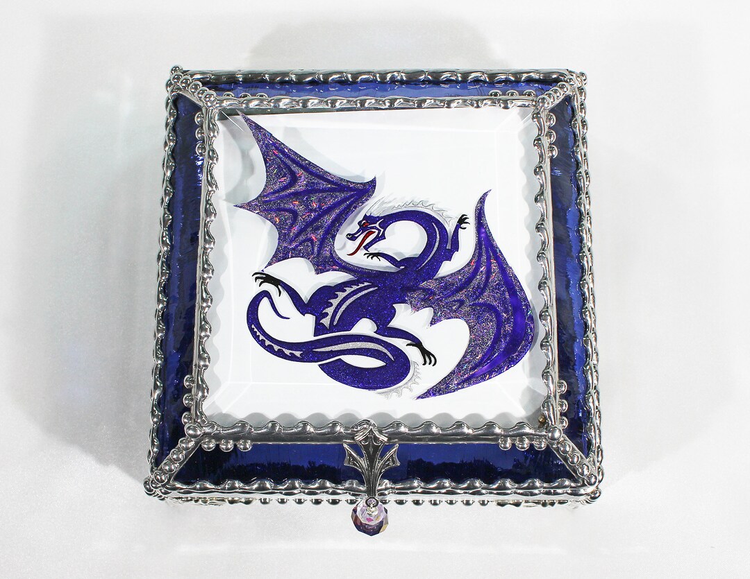 Dragon, Art Glass, Stained Glass, Display Box, Jewelry Box, Souvenir ...