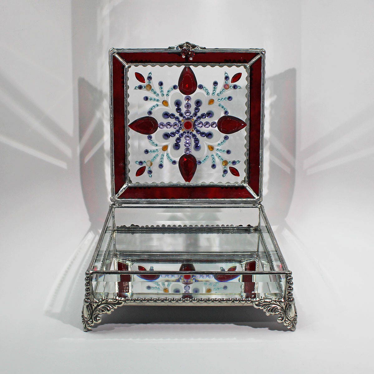 Ruby Red, Jewelry Box, Glass Box, Stained Glass, Treasure Box
