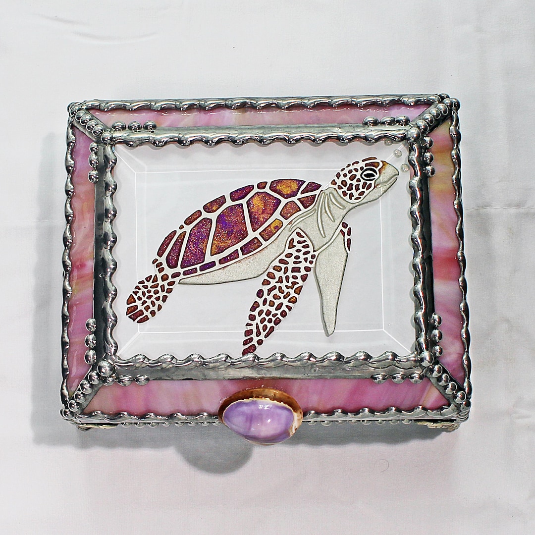 Sea Turtle, Glass Art, Turtle, Keepsake Box,hand Painted, Faberge Style ...