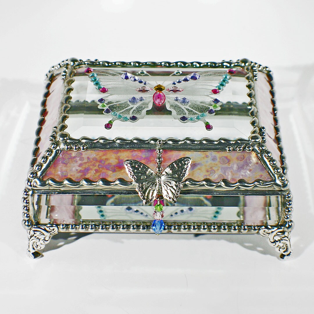 RESERVED FOR MAYC909 Jewel Encrusted Butterfly Treasure Box -4x5 Pink ...