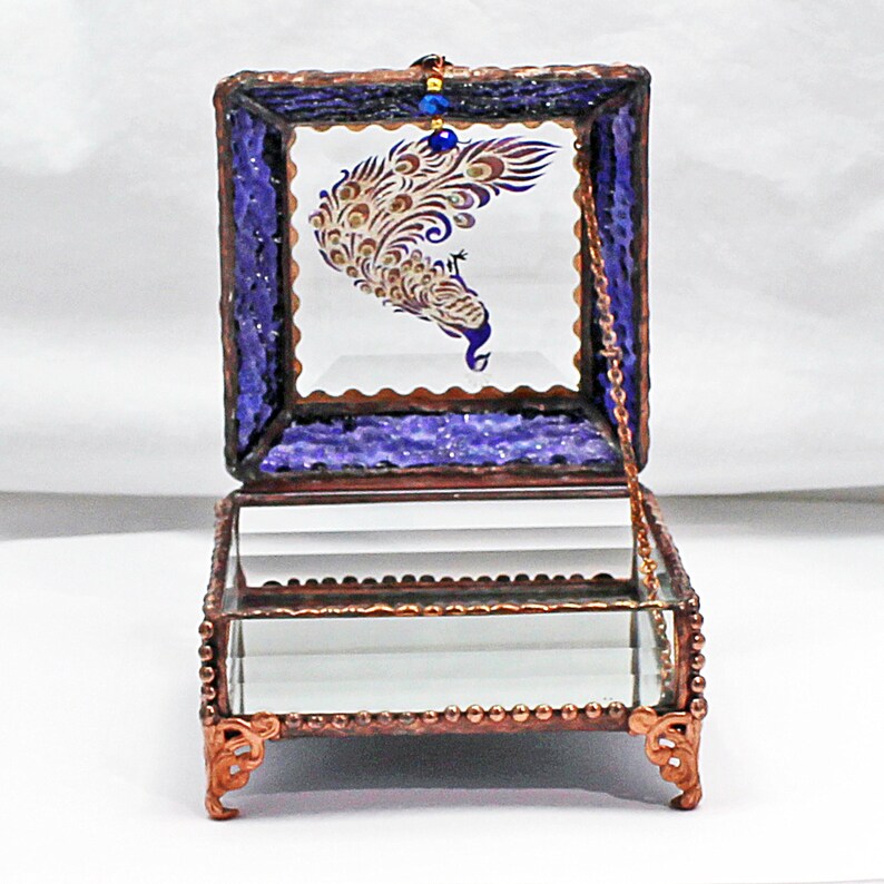 Peacock, Stained Glass, Keepsake Box, Jewelry Box, Faberge Style ...