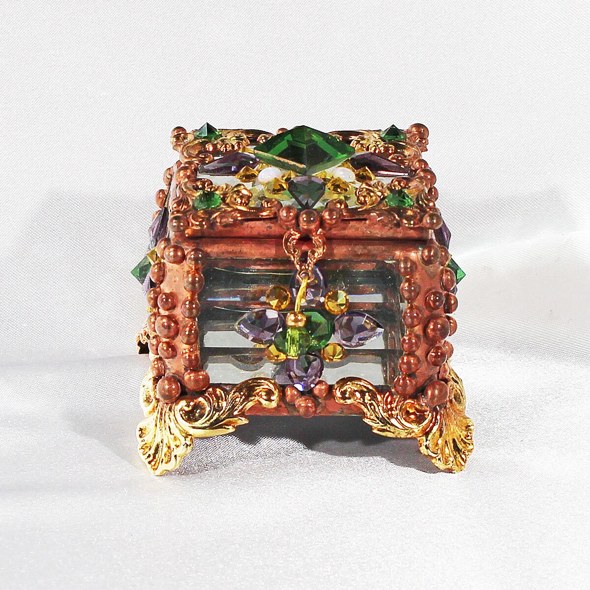 Jewel Encrusted X4 Fairy Box, vintage jewels, stained glass box ...