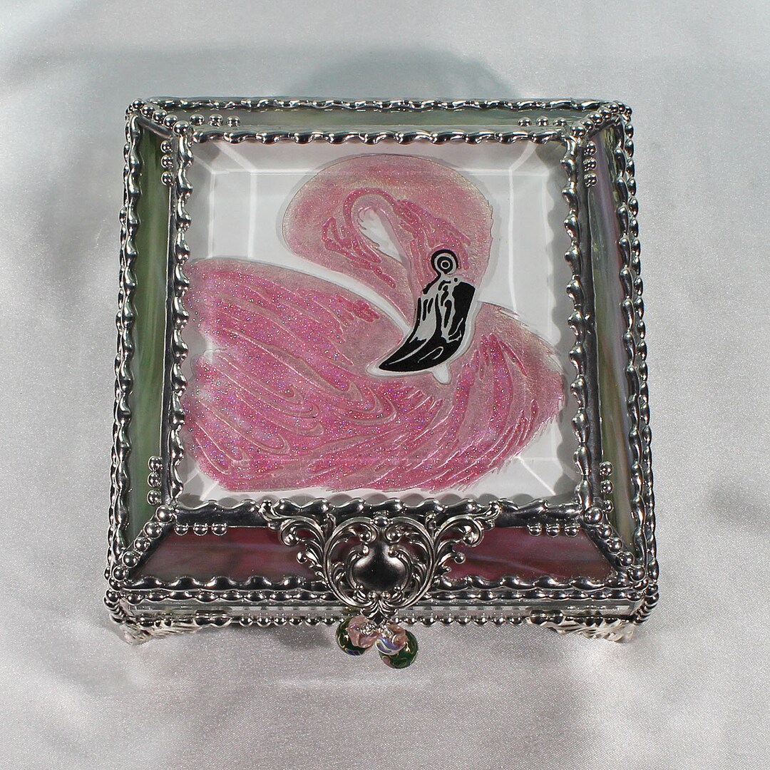 Flamingo Hand Painted Stained Glass Box Trinket Box - Etsy