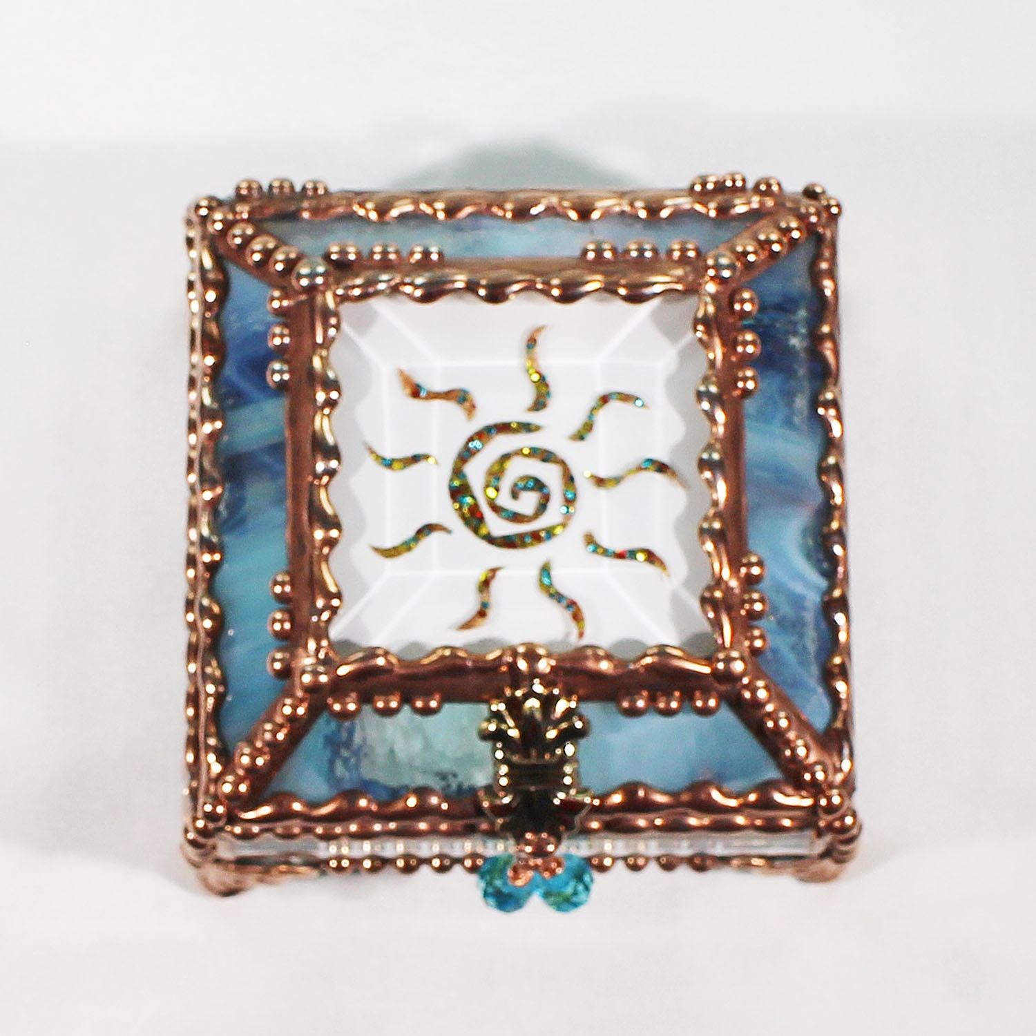 Sun Fetish, Native American, Etched hand painted Glass Treasure Box ...