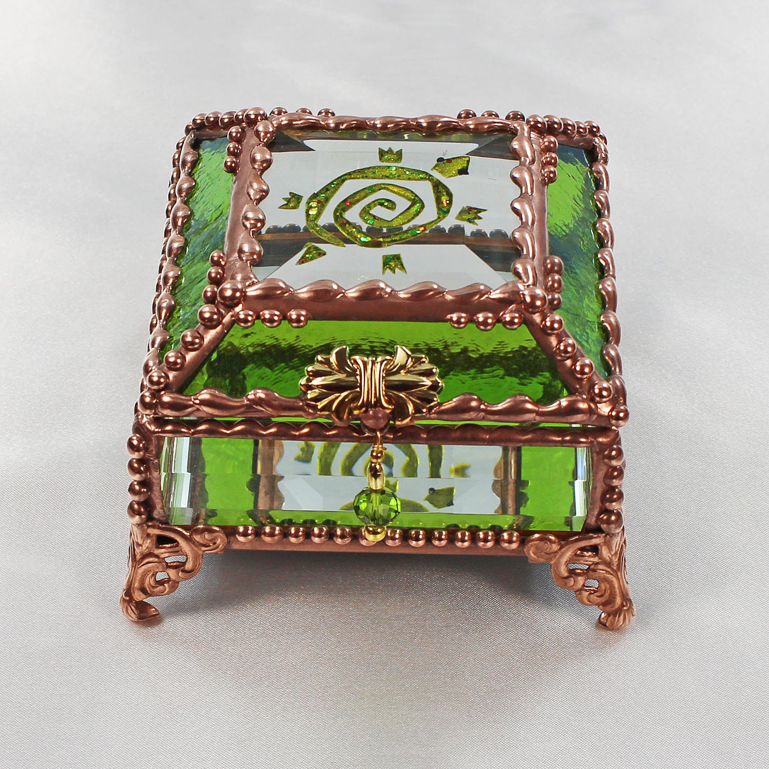 Turtle Fetish, Native American, Etched hand painted Glass Treasure Box ...