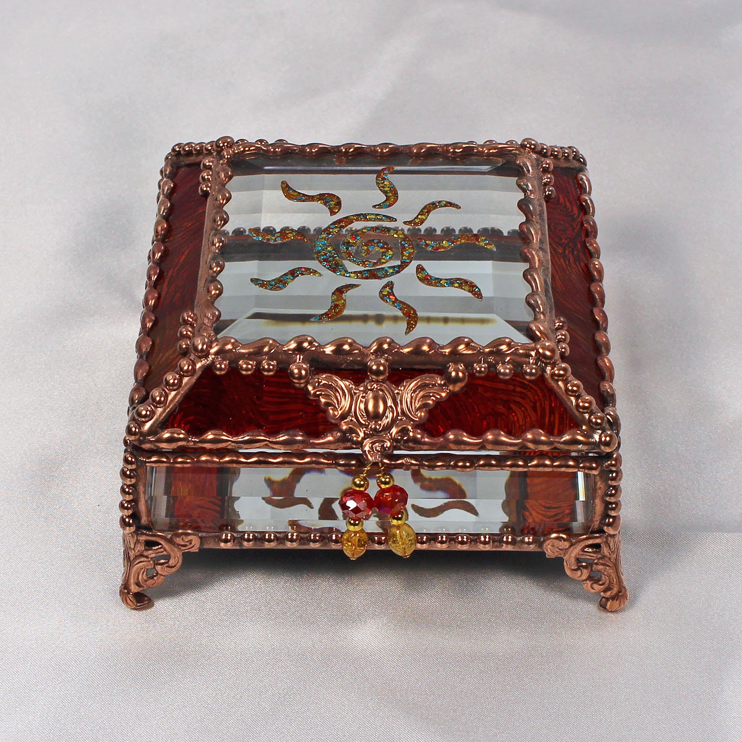 Sun Fetish, Native American, Etched hand painted Glass Treasure Box ...