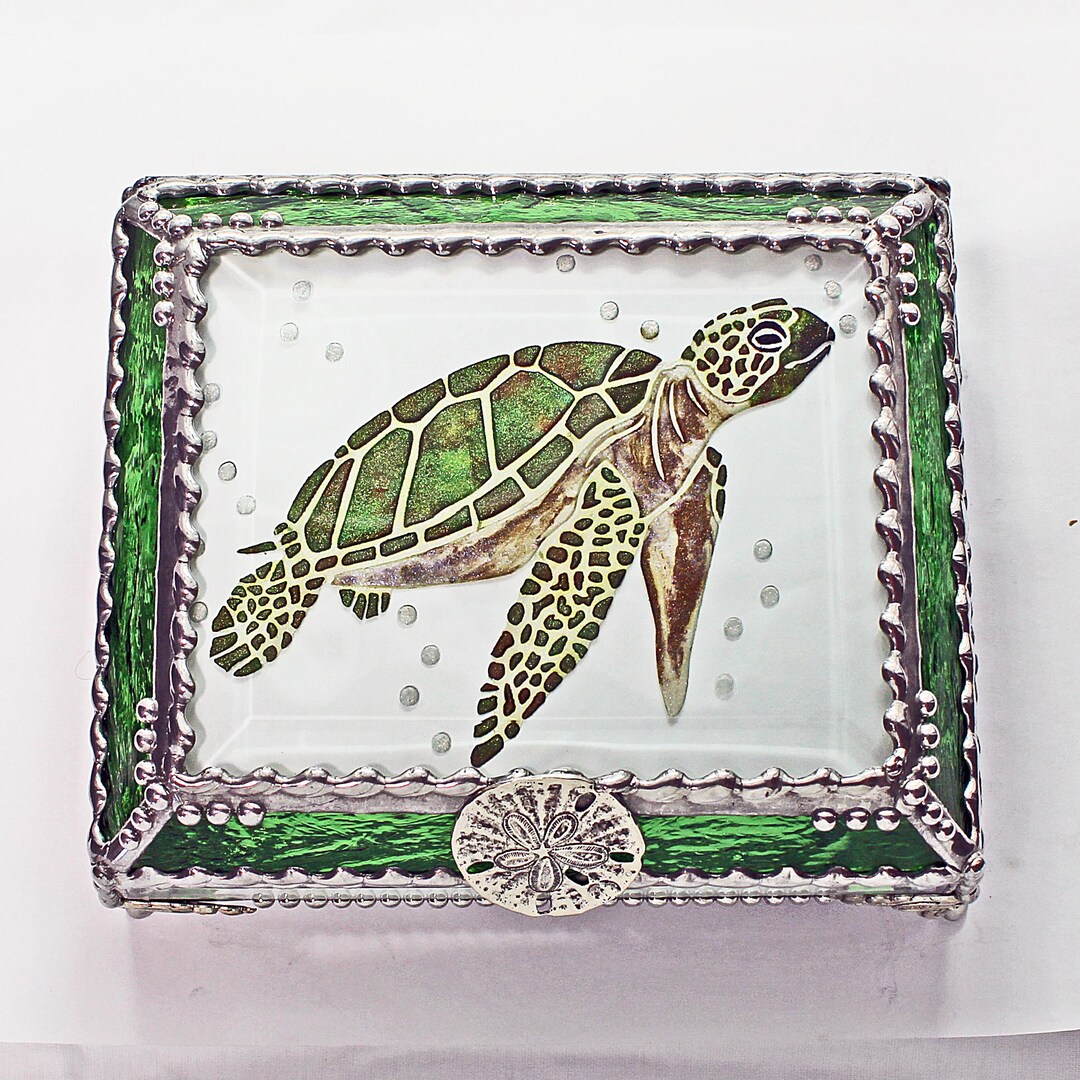 Sea Turtle, Glass Art, Turtle, Keepsake Box,hand Painted, Faberge Style ...