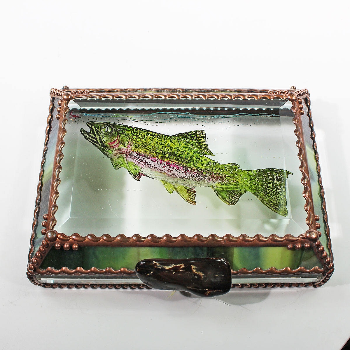 Etched, Trout, Fish, Fishing, Fly Fishing, Stained Glass, Box, Keepsake ...