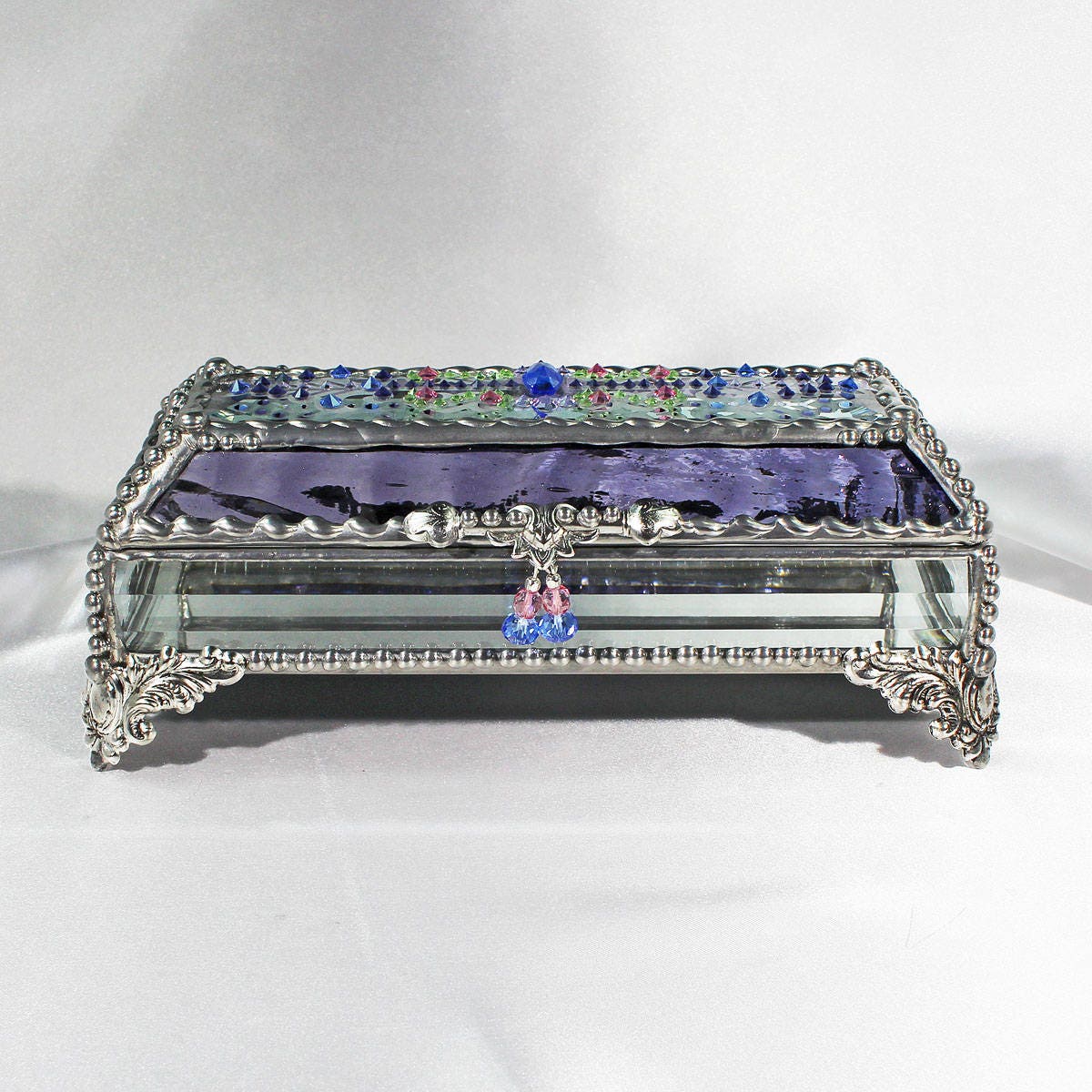 Jewel Encrusted Treasure 3x7 , Jewelry Box, Stained Glass Box, Treasure ...