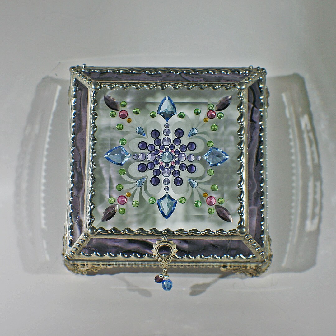 Jewel Encrusted, Treasure Box, Faceted cut glass, Stained Glass ...
