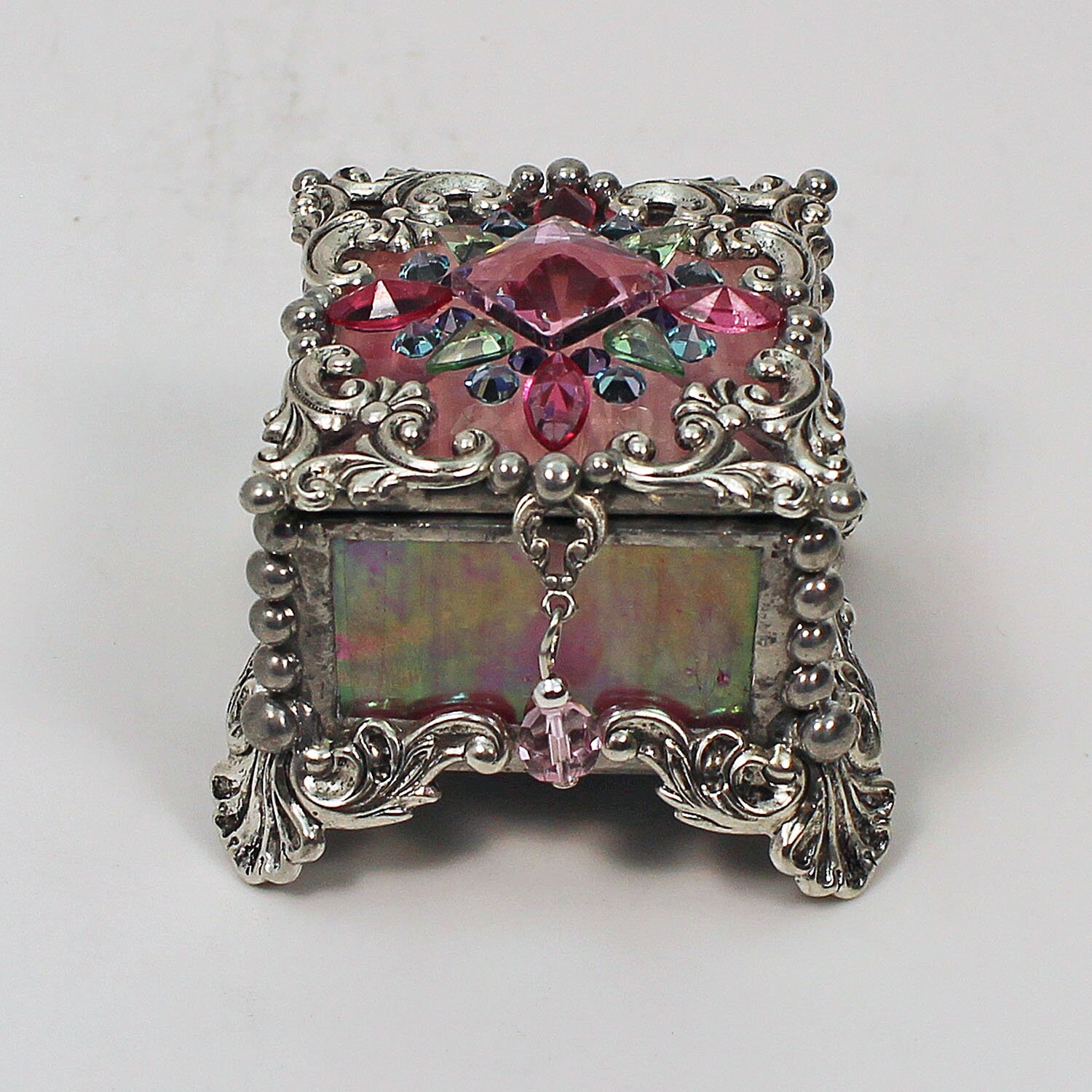 Jewel Encrusted Fairy Box, Ring Box, Swarovski Crystals, Stained Glass ...