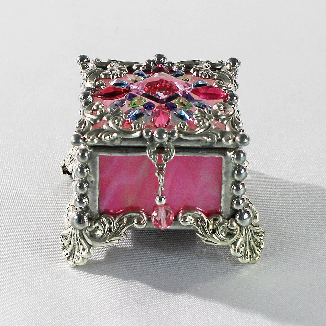 Jewel Encrusted Fairy Box, Ring Box, Swarovski Crystals, Stained Glass ...