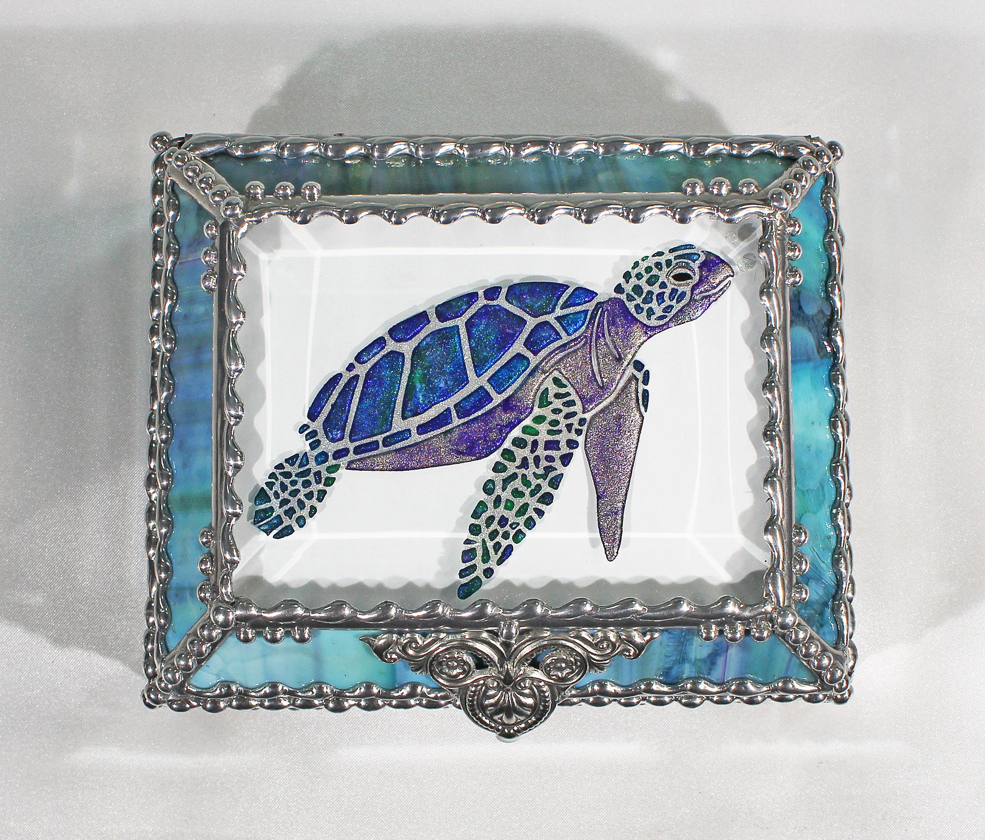 Sea Turtle, Stained Glass, Turtle, Keepsake Box,Jewelry Box, Faberge ...