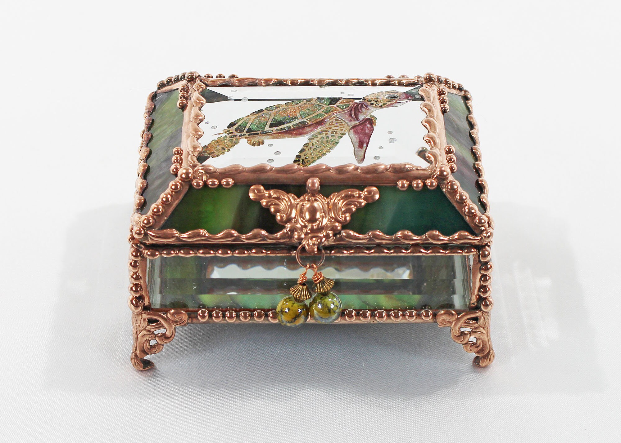 Sea Turtle, Glass Art, Turtle, Keepsake Box,Hand Painted, Faberge Style ...