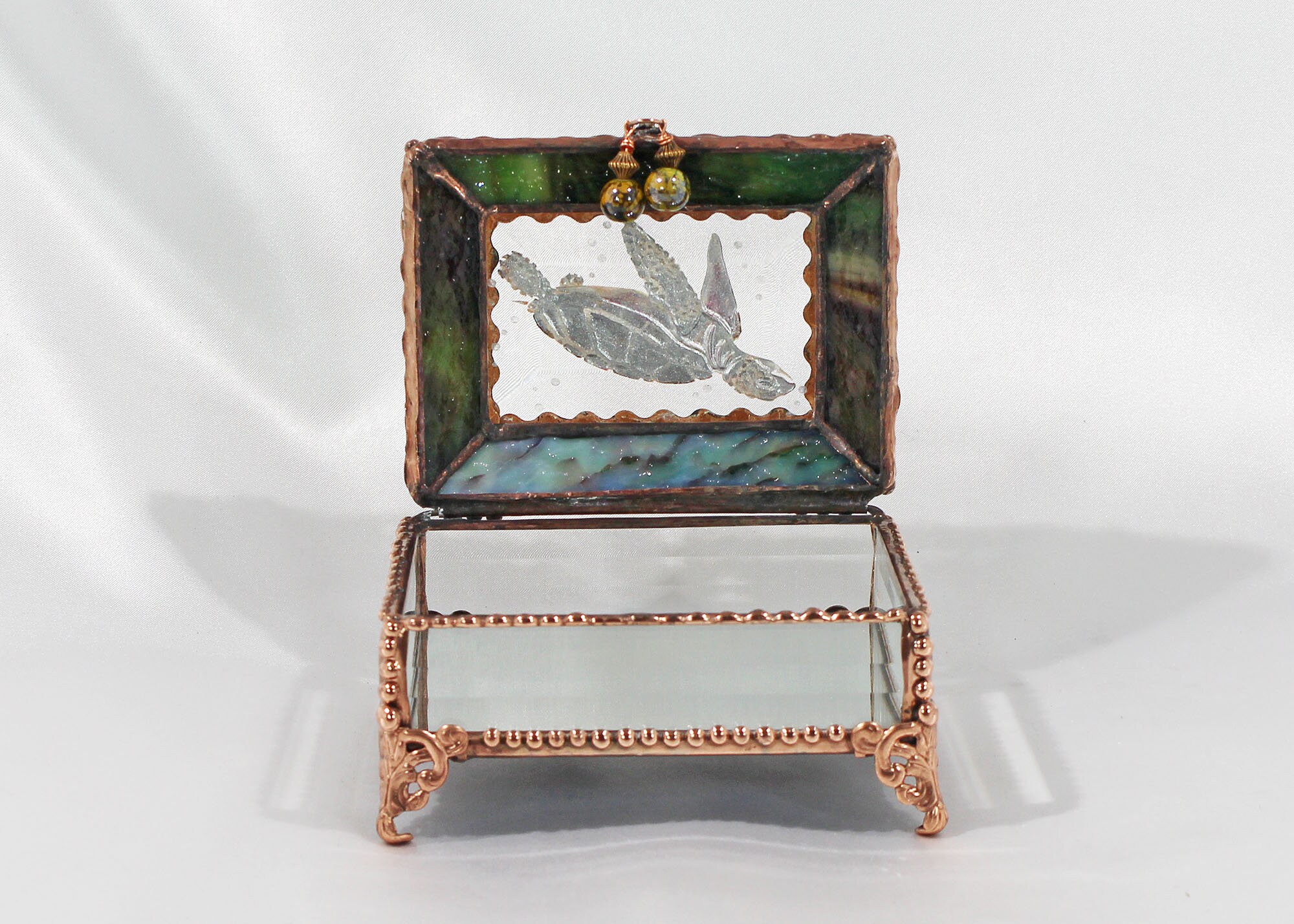 Sea Turtle, Glass Art, Turtle, Keepsake Box,Hand Painted, Faberge Style ...