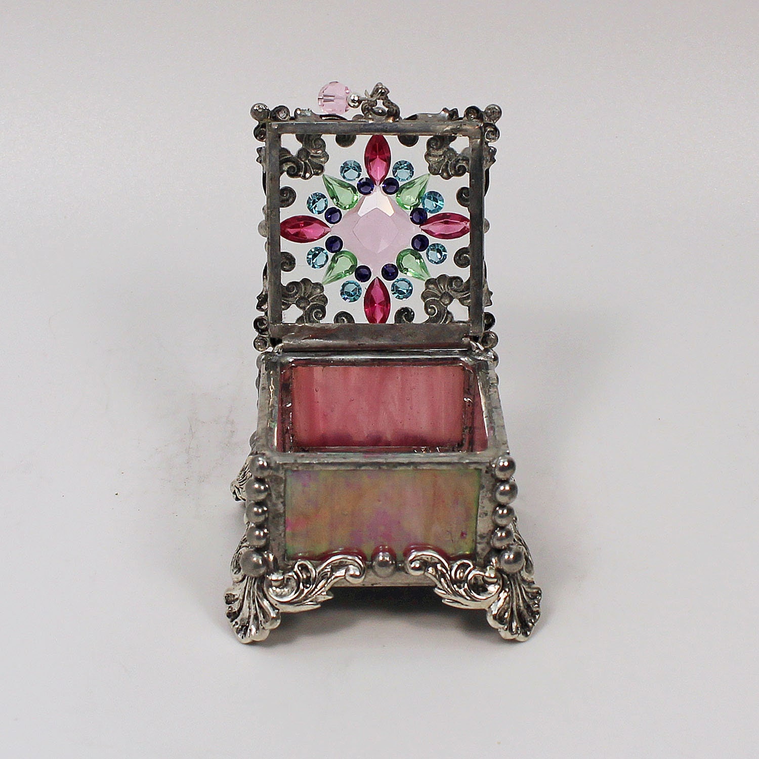 Jewel Encrusted Fairy Box, Ring Box, Swarovski Crystals, Stained Glass ...