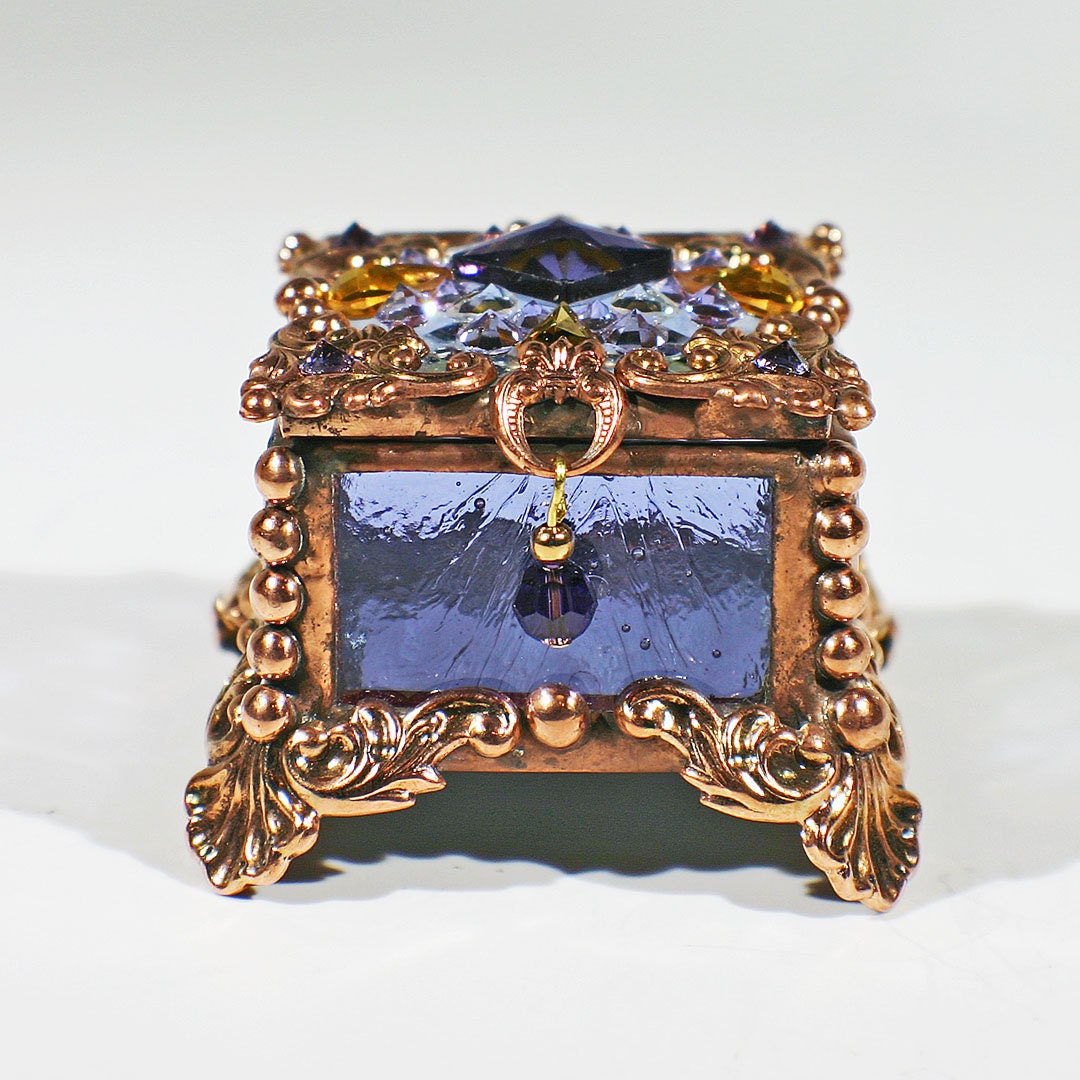 Jewel Encrusted Fairy Box-Lavendar