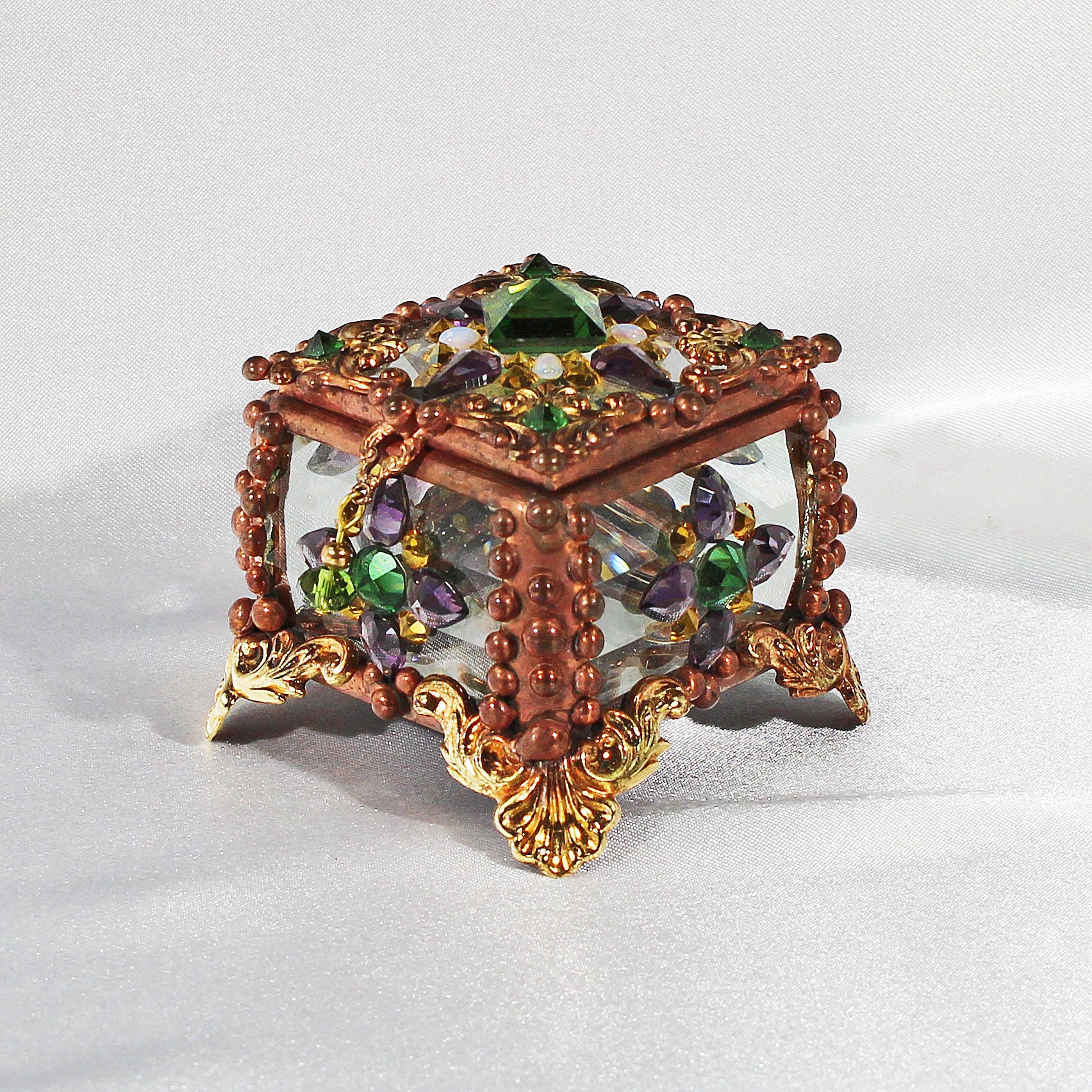 Jewel Encrusted X4 Fairy Box, vintage jewels, stained glass box ...