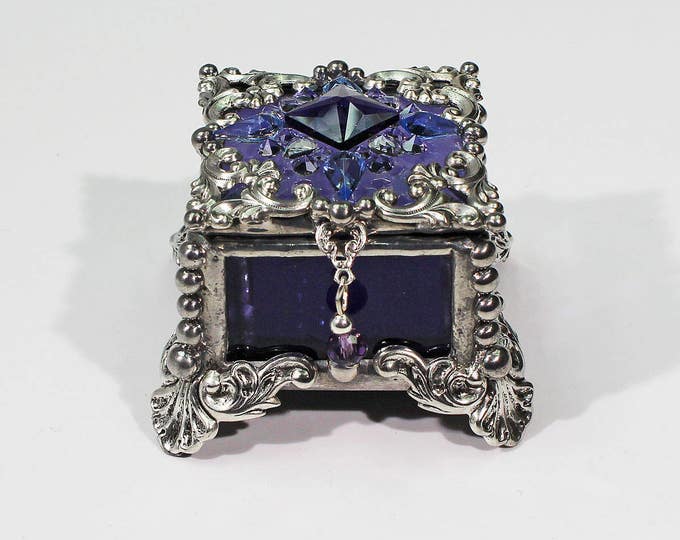 Jewel Encrusted Fairy Box, Ring Box, Swarovski Crystals, Stained Glass ...