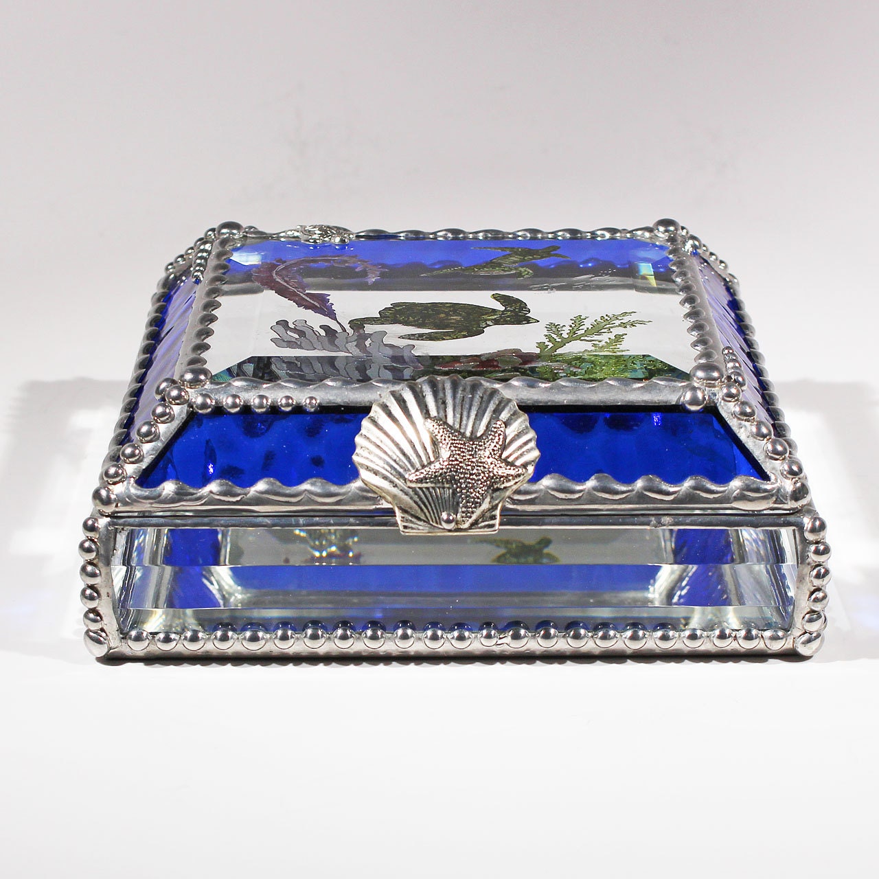 Etched Hand Painted Sea Turtle Treasure Box