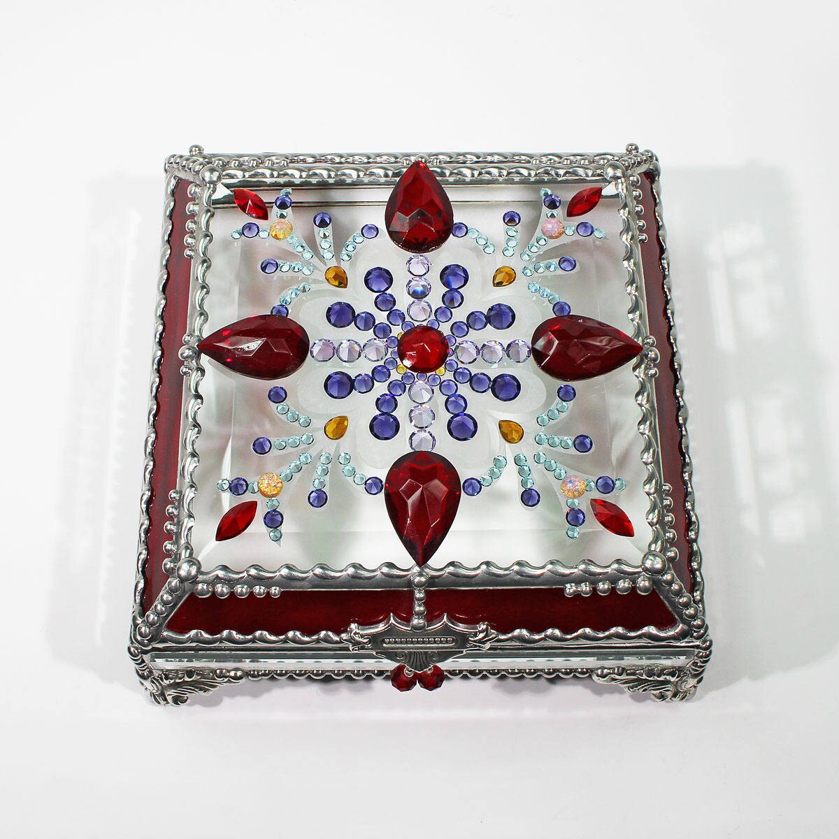 Ruby Red, Jewelry Box, Glass Box, Stained Glass, Treasure Box