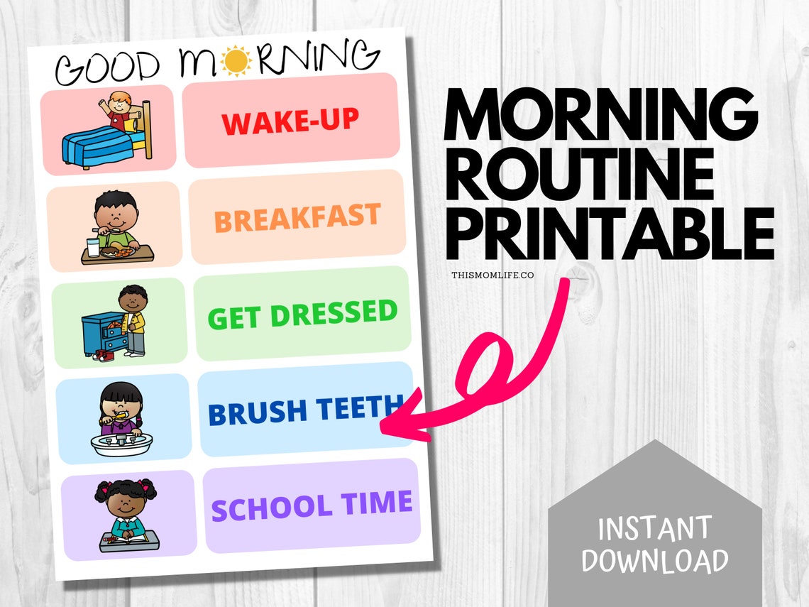 Morning Routine Chart for Kids and Toddlers Printable Morning | Etsy