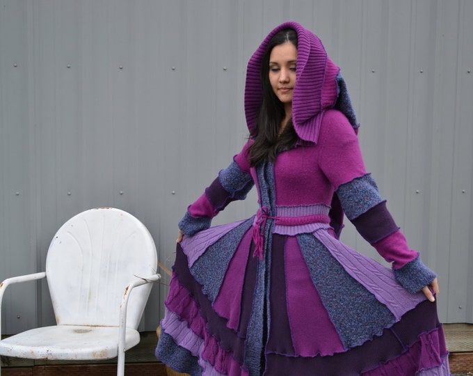 Hag Rags Recycled Sweater Coat Purple Passion katwise Inspired - Etsy