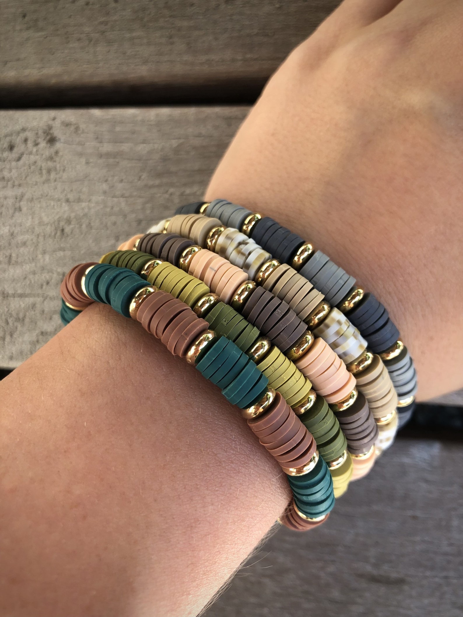 Earth Tones Clay Bead Bracelets - Etsy