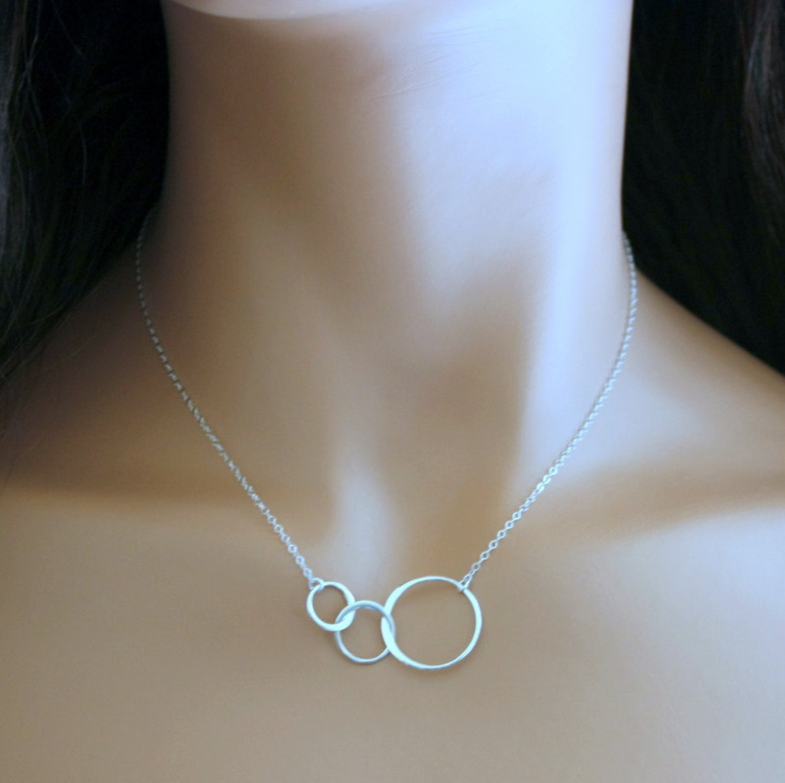 THREE Circle Necklace Sterling Silver ETERNITY Circle | Etsy
