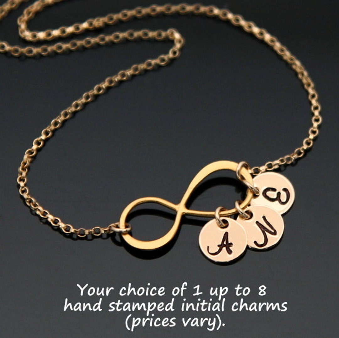Gold INFINITY Initial Necklace, Personalized Infinity Necklace, Family ...