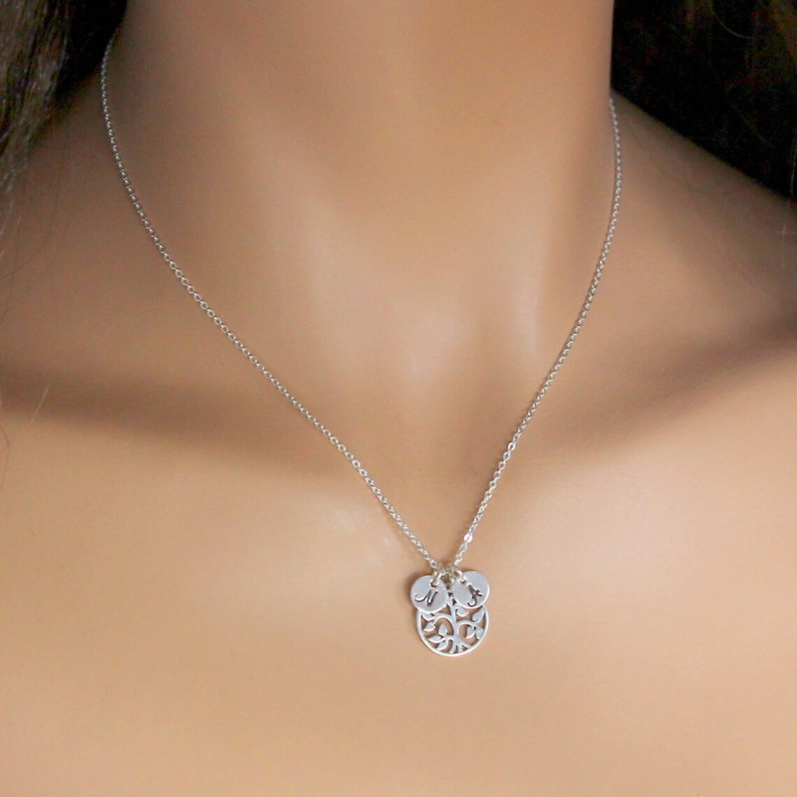 Family Tree Initial Necklace, Tree of Life Necklace, Personalized ...