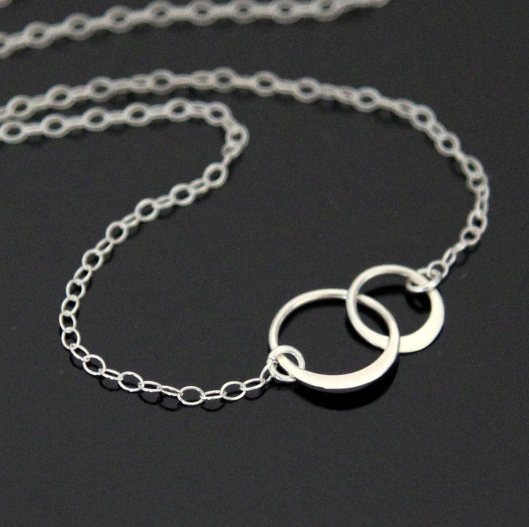 Eternity CIRCLE Necklace - STERLING SILVER, Double Tiny Linked Circle ...