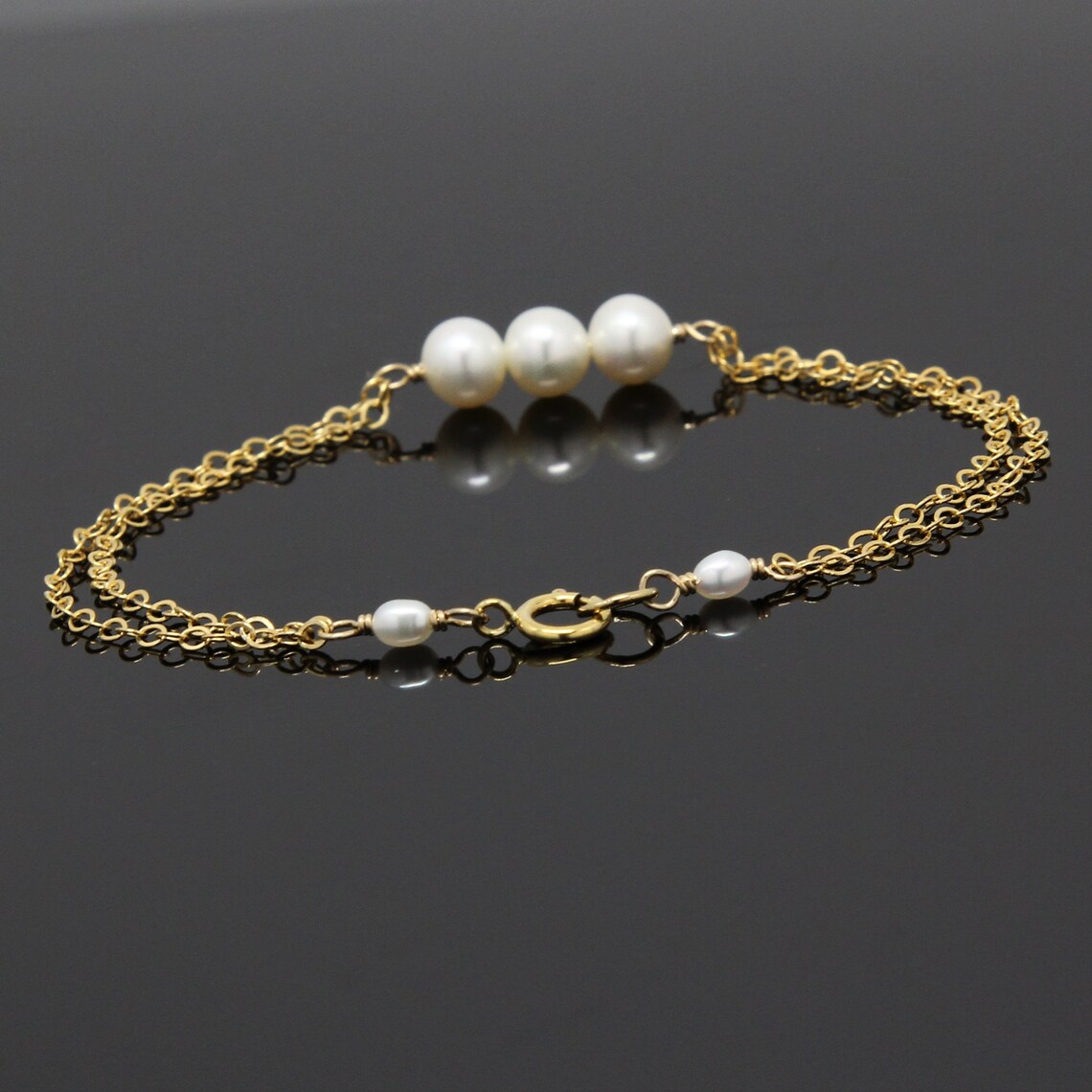 Three PEARL Bracelet, Gold Pearl Bracelet , Freshwater Pearl Bracelet ...