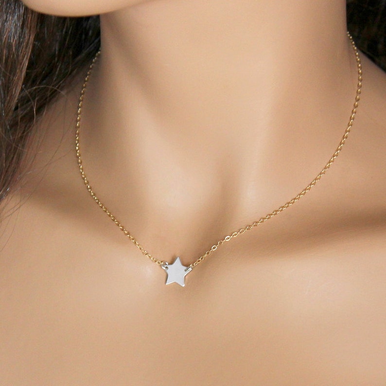 Sideways STAR Necklace Sterling Silver Star Necklace - Etsy