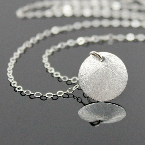 Silver Disc Necklace - Etsy