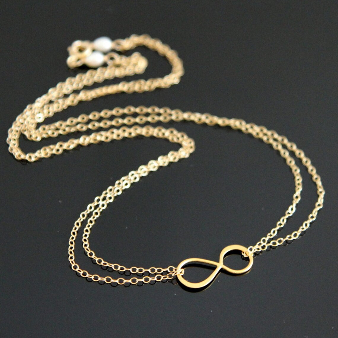 Gold INFINITY Necklace Double Strand Infinity Necklace Gold - Etsy