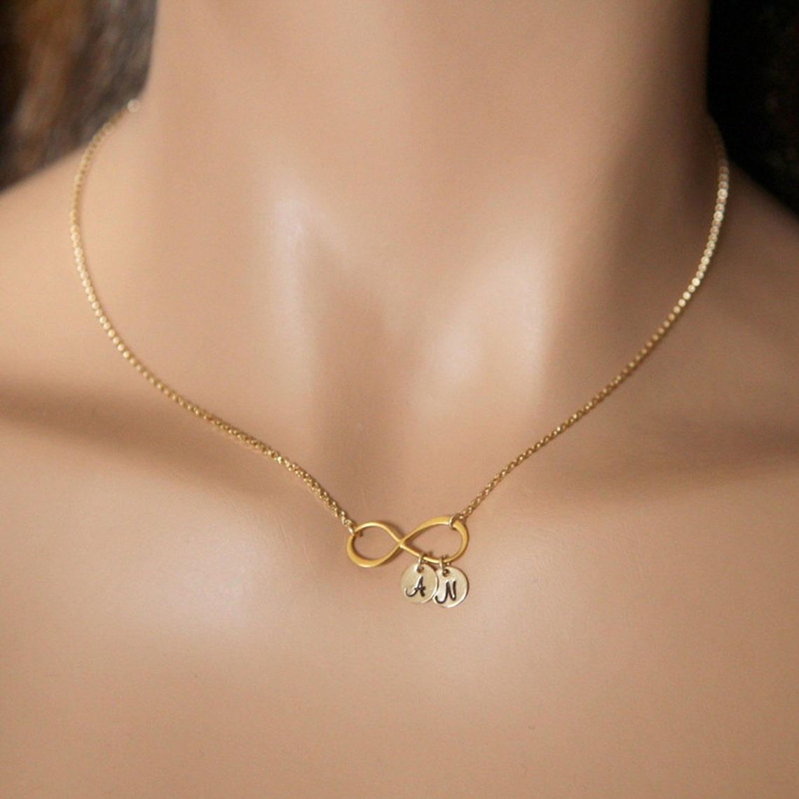 Gold INFINITY Initial Necklace Personalized Infinity - Etsy