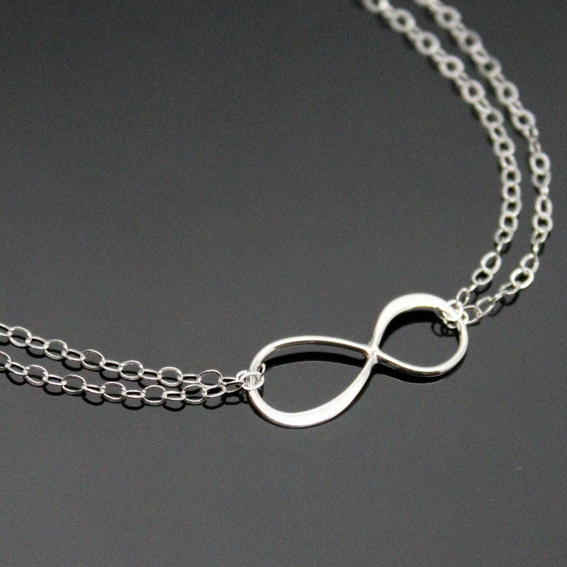 INFINITY Necklace - STERLING SILVER, Double Strand Small Infinity ...