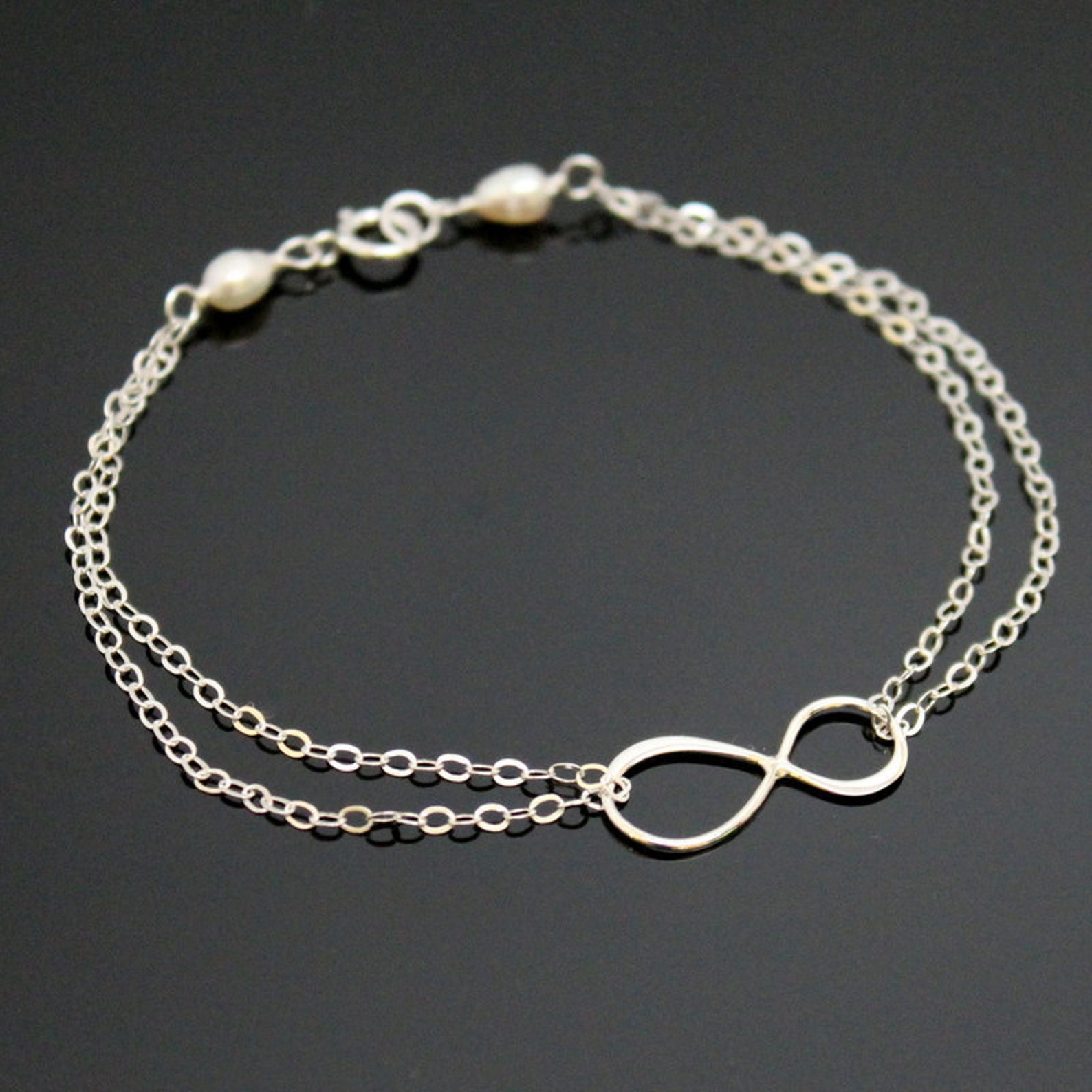 Sterling Silver INFINITY Bracelet, Infinity Charm, Bridesmaids Bracelet ...
