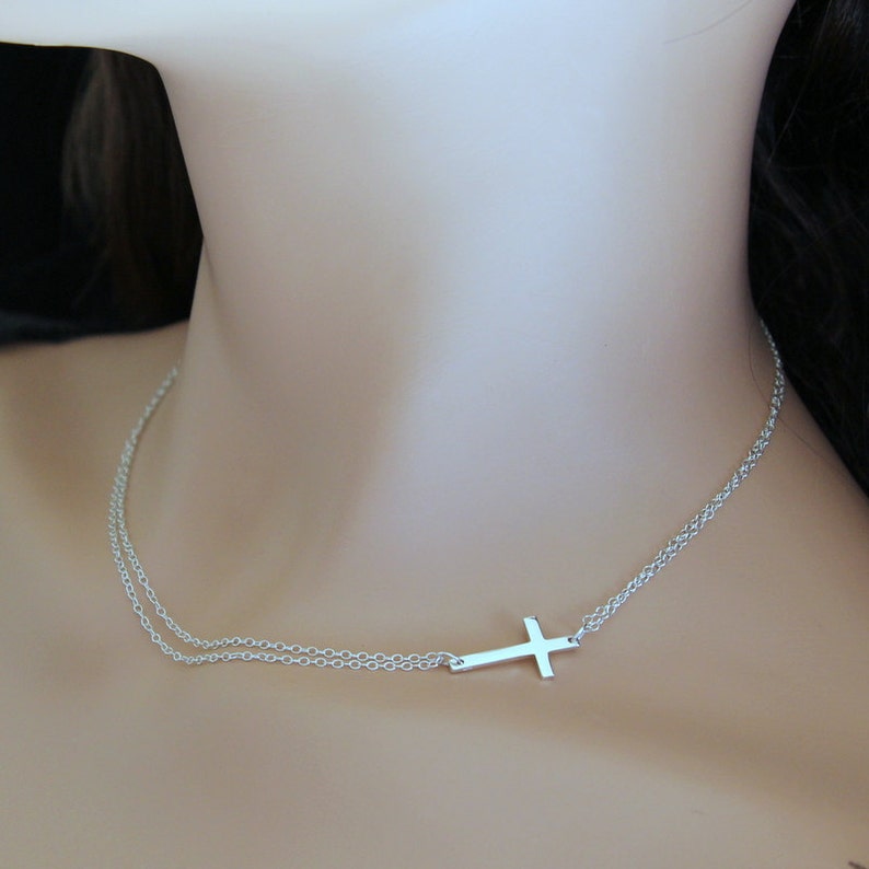 SIDEWAYS Cross Necklace STERLING SILVER Large Silver Cross | Etsy