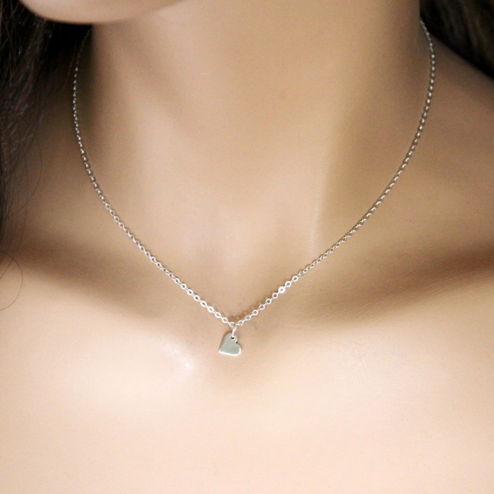 Sterling Silver Heart Necklace Small Heart Necklace Layering - Etsy