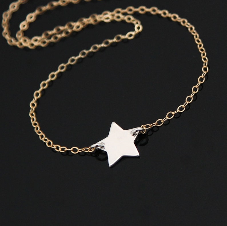 Sideways STAR Necklace Sterling Silver Star Necklace - Etsy