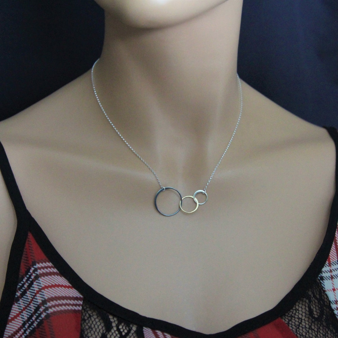THREE Circle Necklace-sterling Silver, Eternity Circle Necklace ...