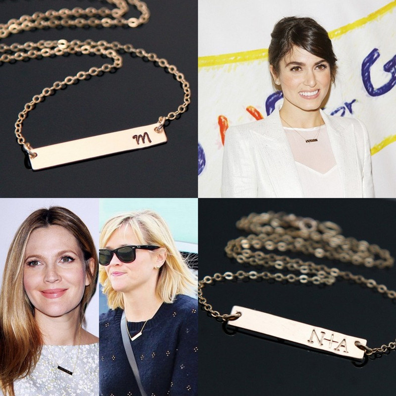 Celebrity BAR Necklace Gold Bar Necklace Nikki Reed Reese - Etsy