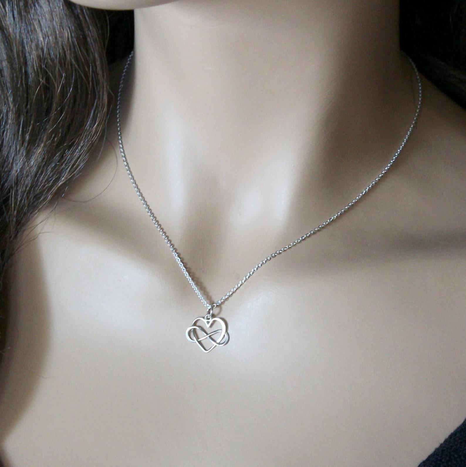 INFINITY Heart Necklace Silver Infinity Heart Necklace Love | Etsy