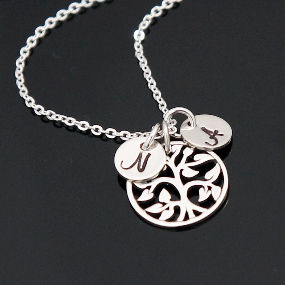 Family Tree Initial Necklace, Tree of Life Necklace, Personalized ...