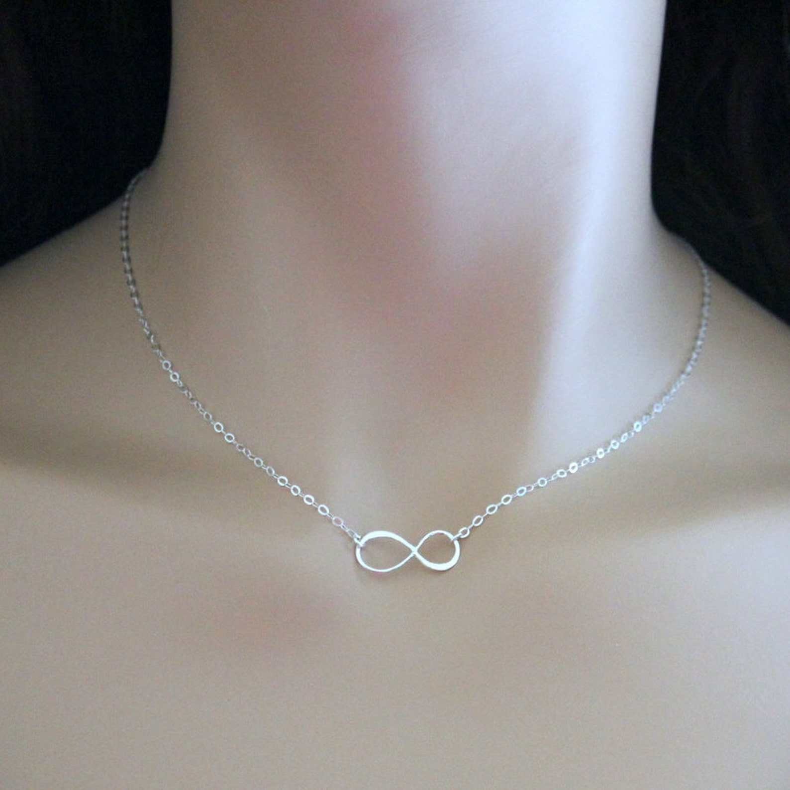 Collar INFINITY de plata, collar de infinity, collar de damas de honor ...