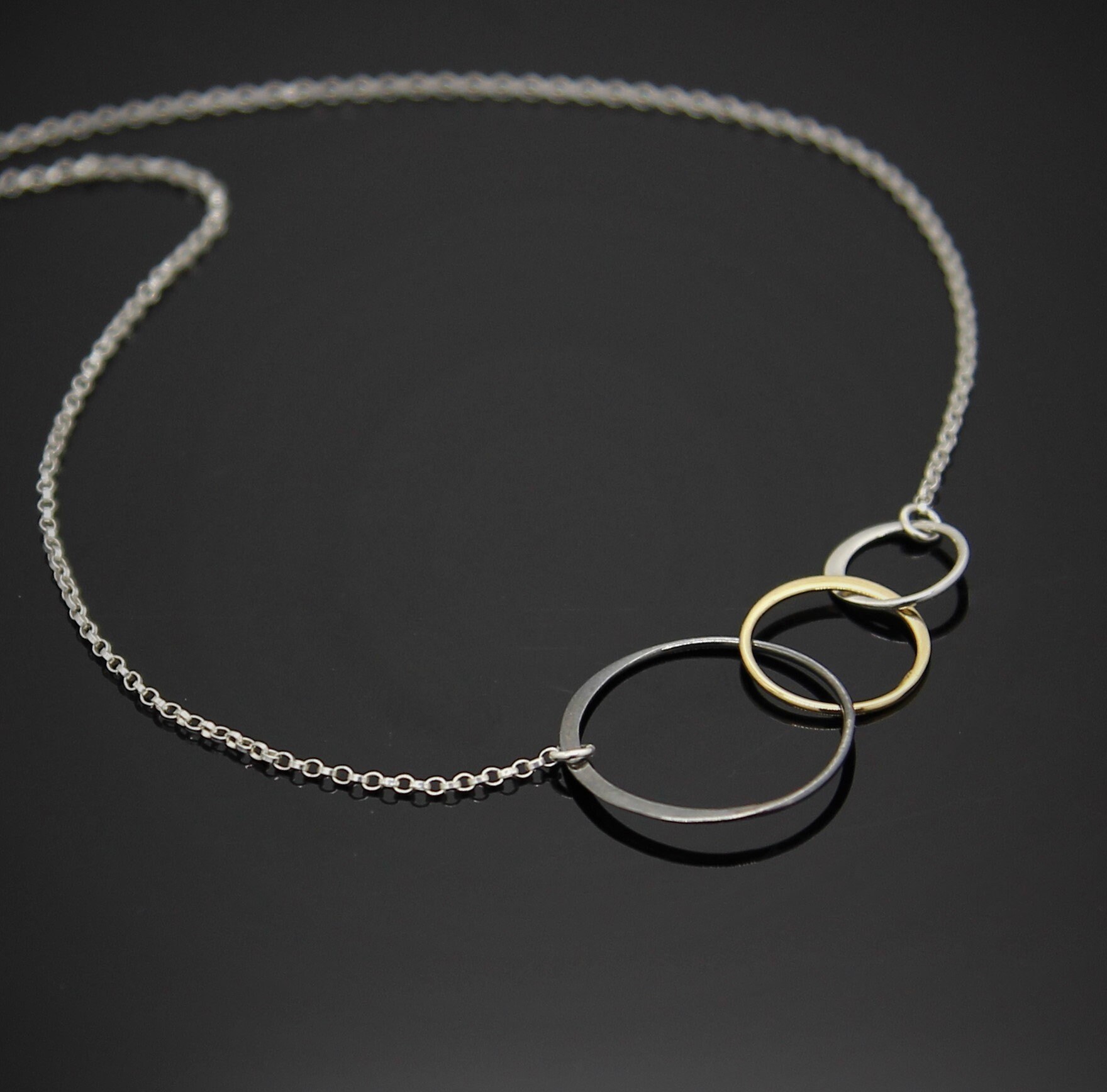 THREE Circle Necklace-sterling Silver, Eternity Circle Necklace ...