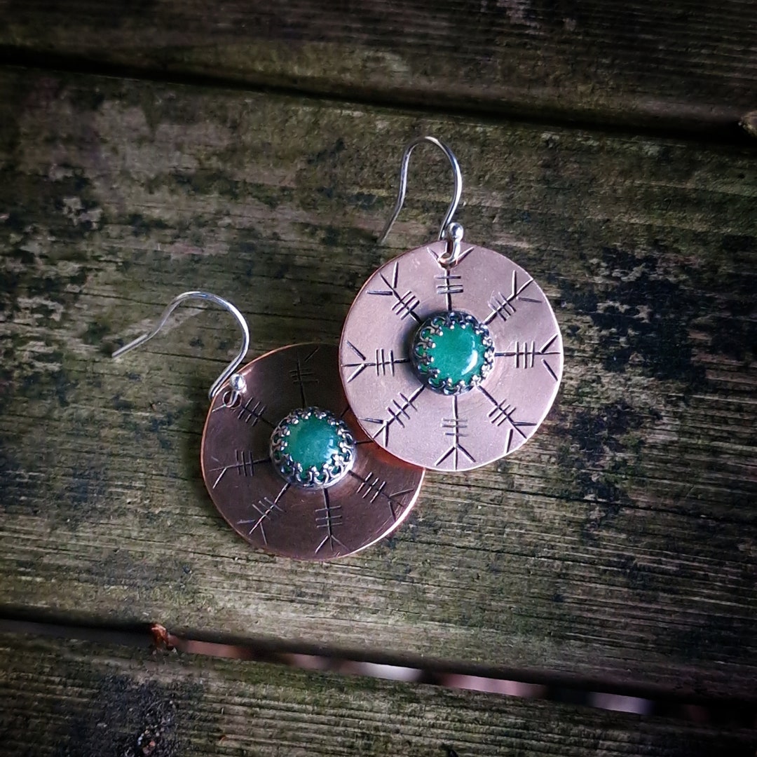 Personalised Rune and Gemstone Long Asymmetrical Dangle - Etsy