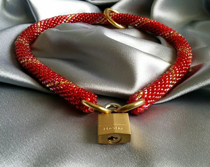 Slave Collar Red, 20, Beaded Rope, Bdsm, Sub Collar, for Men or Women ...